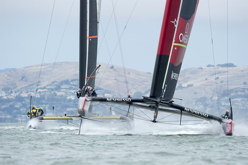 Emirates Team New Zealand line up against Artemis Racing