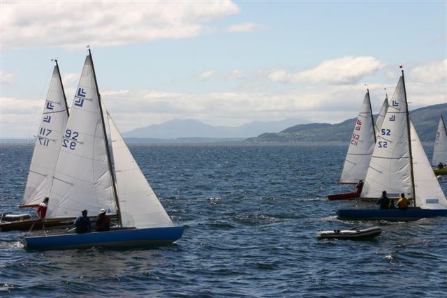 The Loch Long One Design class start at Cove, with hills of Arran in ...