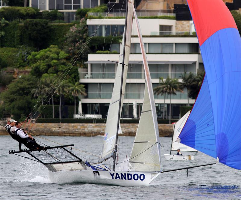 Winning form of the Yandoo crew during race 4 of the 18ft Skiff NSW ...